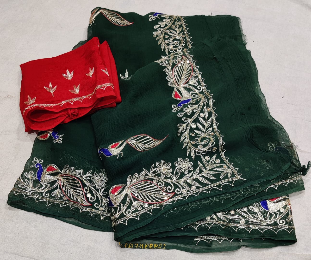 Pure Chiffon Rajputi kasab work saree With Blouse – thecotlin