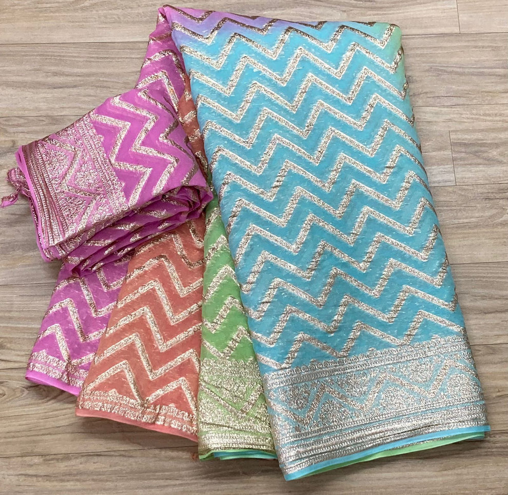 Georgette Zig Zag Pattern Saree – thecotlin