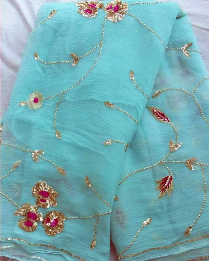 Pure Jaipuri Chiffon Jaal Work Saree With Beautiful Rajputi look and R ...